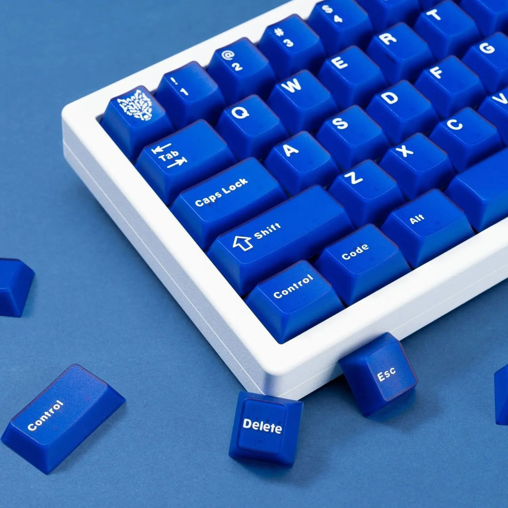 114 Teclas Clássico Klein Azul Semitransparente Keycaps Duplo Tiro ABS ...