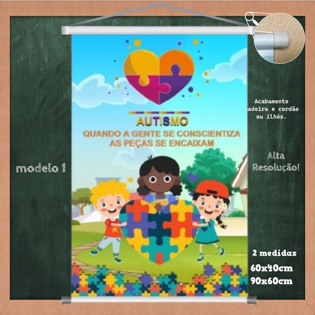 Banner Autismo Autista para Alfabetização Infantil - Medidas: 90x60cm e ...