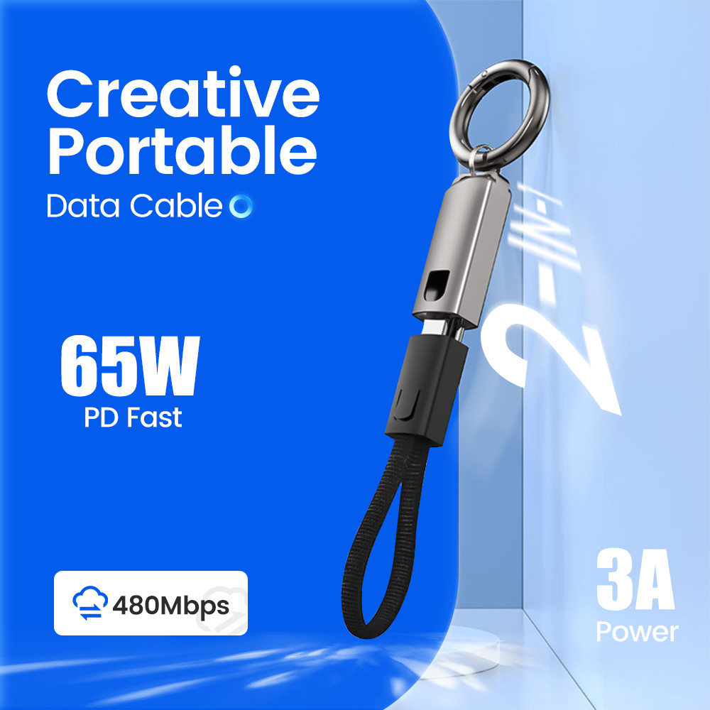 PD65W Chaveiro Portátil Cabo De Dados USB 3A Mini Para Tipo-C lOS ...
