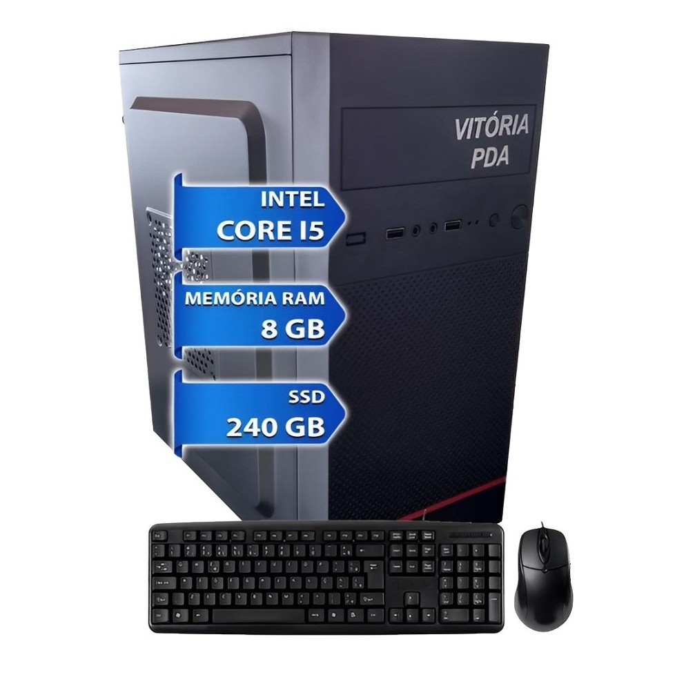 Gabinete Intel Core i5, 8gb de RAM, SSD de 240gb, Windows 10 e Office ...
