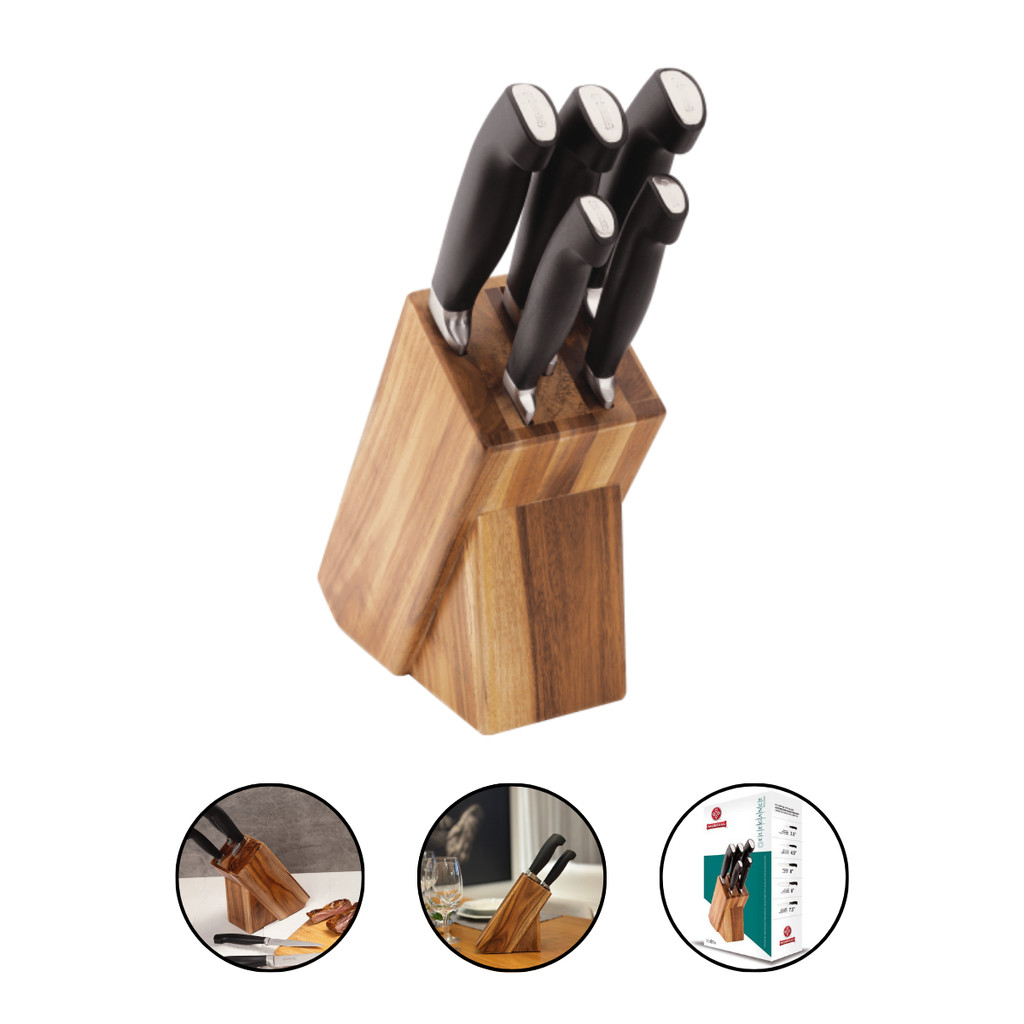Jogo 5 Facas Profissional Mundial Elegance Cepo Kit Afiado Cozinha ...