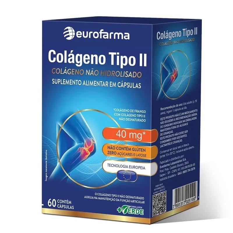 Kit 4 Suplemento Colágeno Tipo 2 40mg Eurofarma 60cps | Shopee Brasil