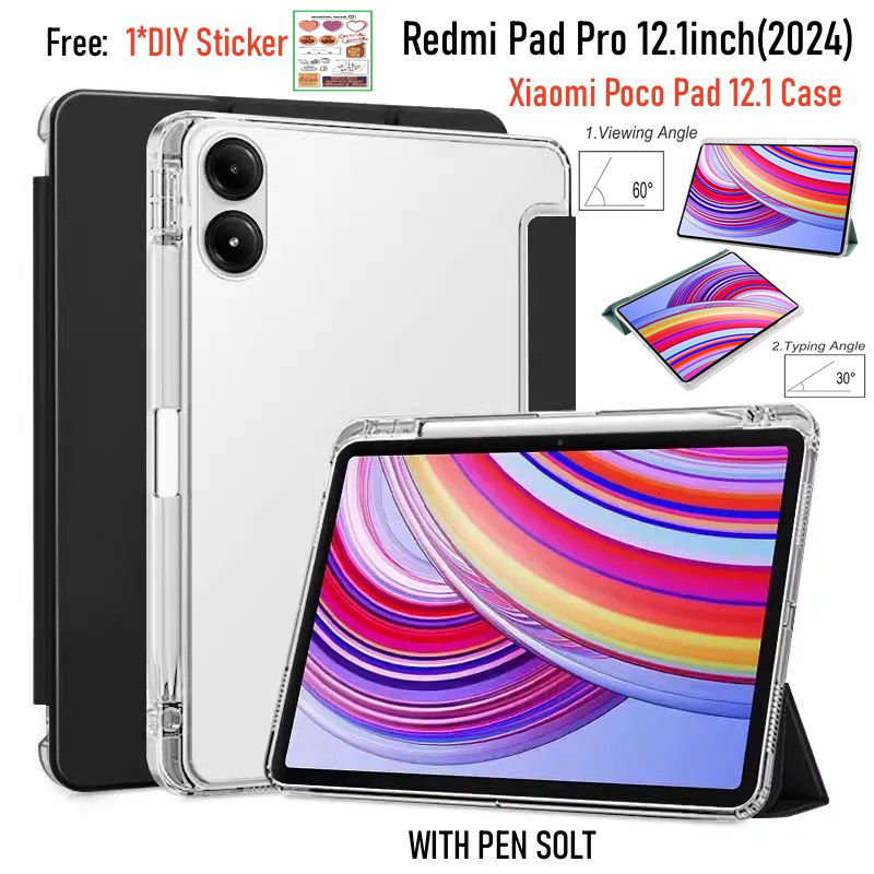 Redmi Pad Pro 12.1 Caso Com Suporte De Lápis Flip Macio Volta Magnética ...