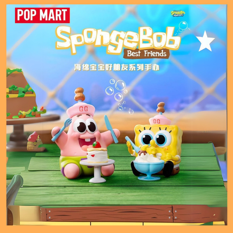 [POPMART Genuine] Pop Mart Bob Esponja Calça Quadrada Good Friends ...