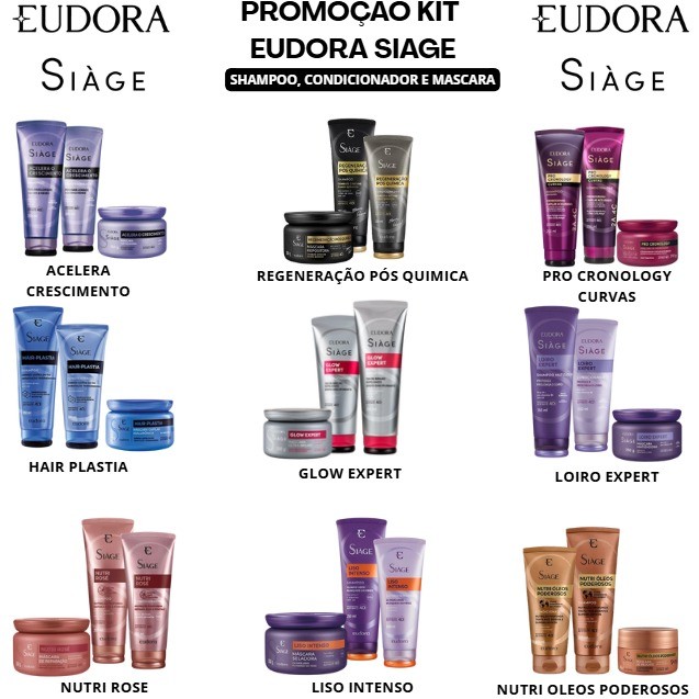 KIT EUDORA SIAGE SH, COND E MASC. | Shopee Brasil