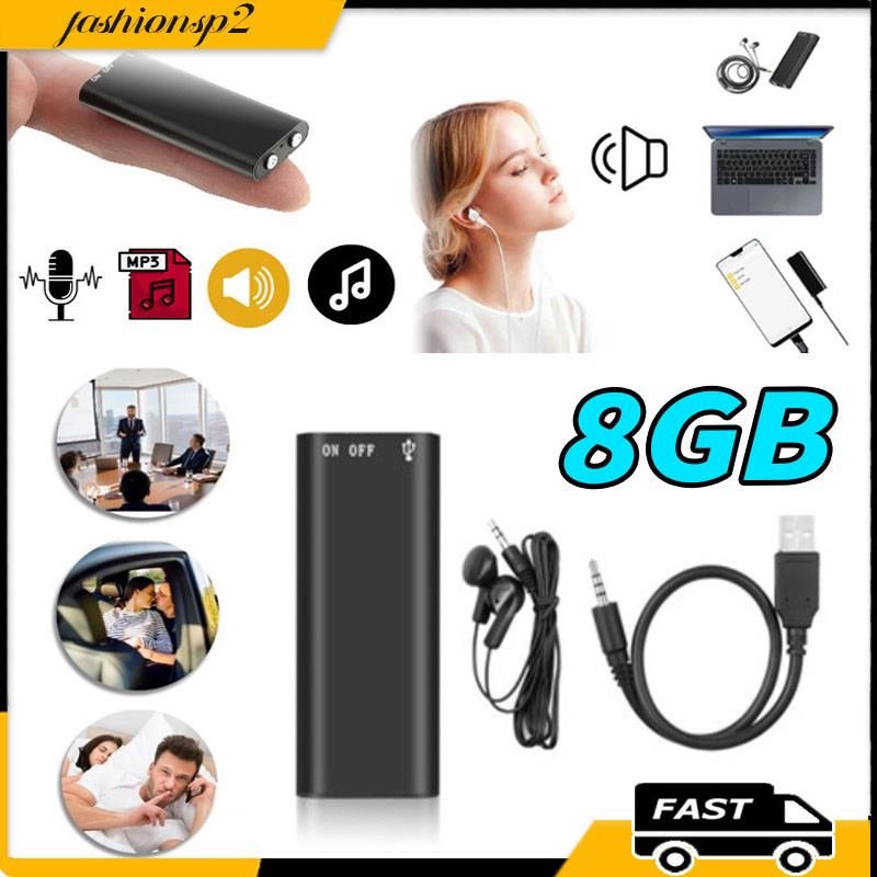 Mini Gravador De Voz 3 Em 1 Mp3 Player 8GB Oculto Nf Escuta No Carro ...