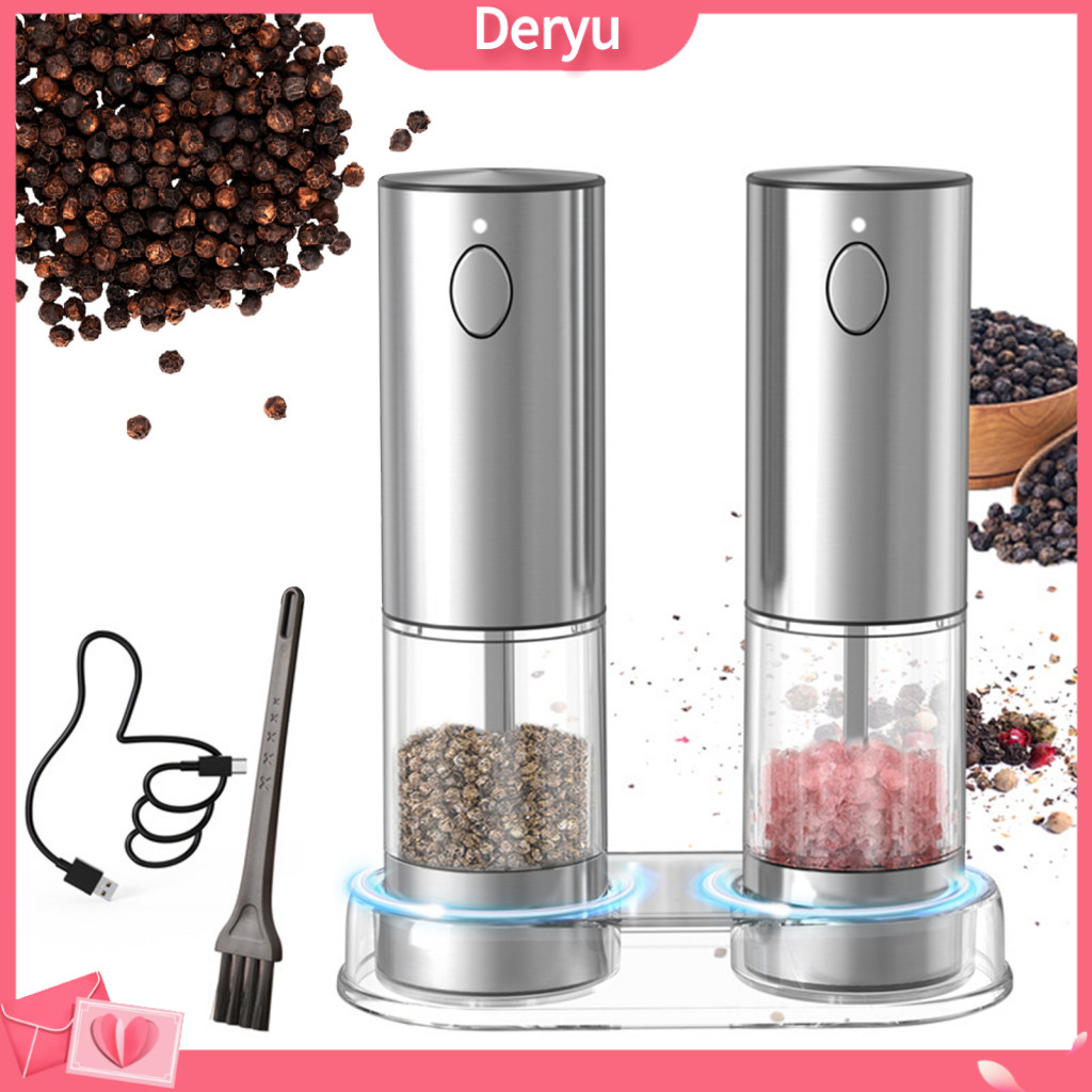 Rechargeable Spice Grinder Combo Salt and Pepper Electric Set with Led ...