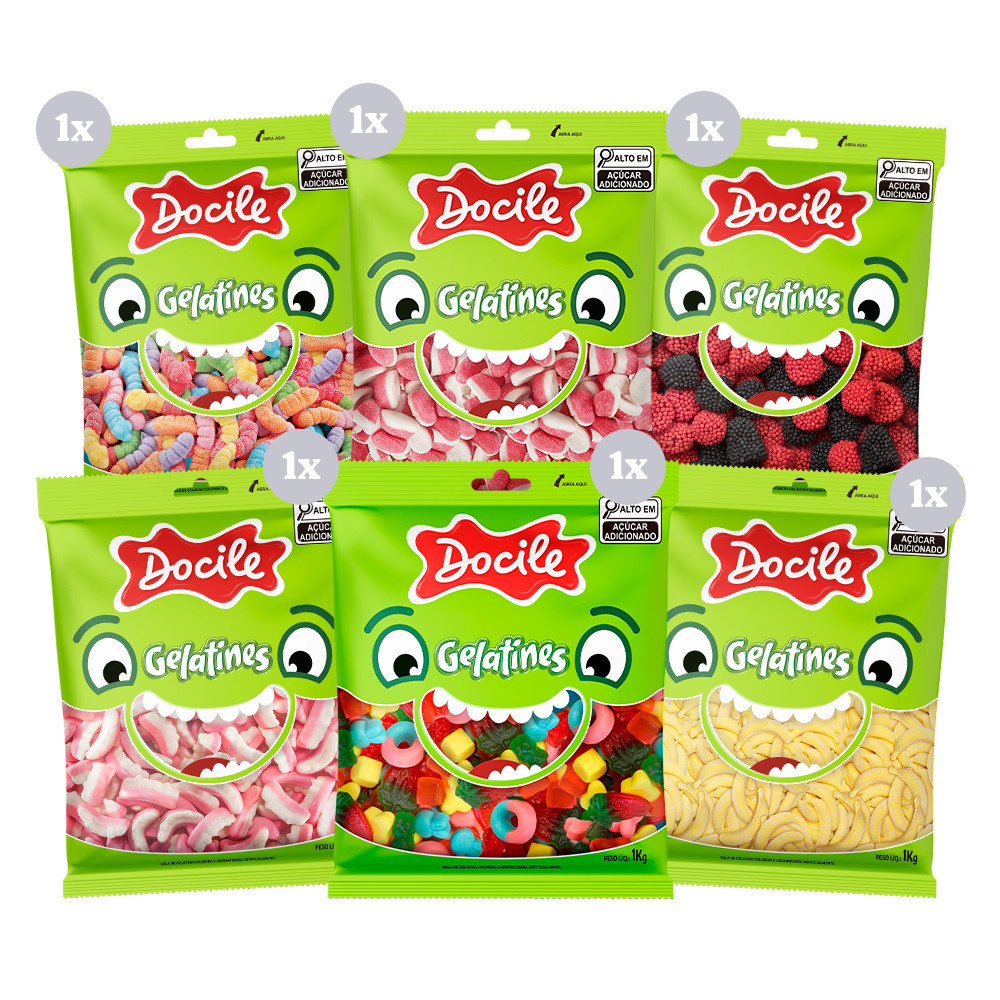 Kit Gelatinas com 6 pacotes de 1Kg- Docile | Shopee Brasil