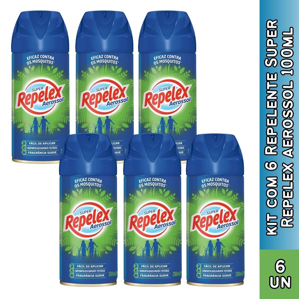 KIT COM 6 Repelente Super Repelex aerossol 200ml | Shopee Brasil