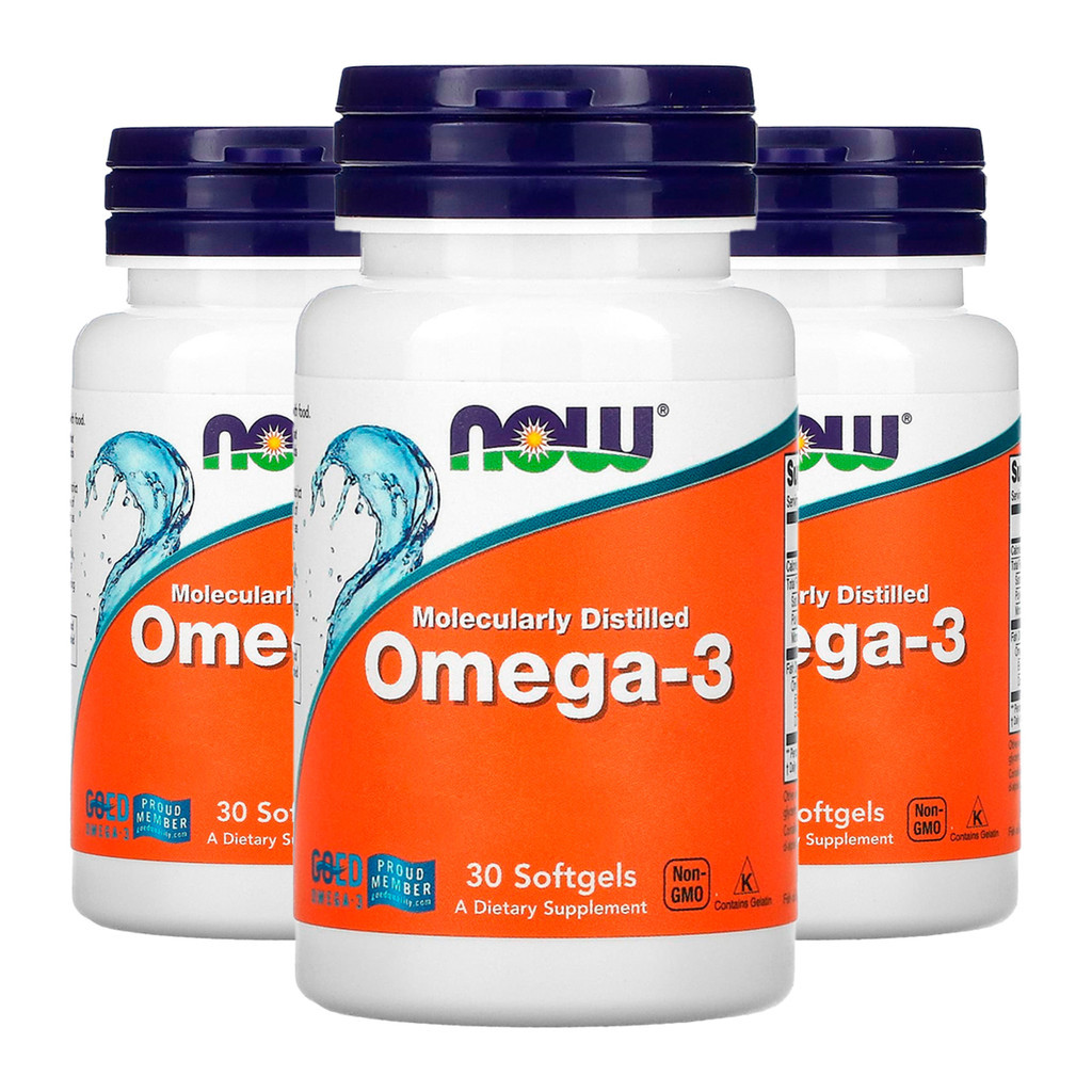 Kit 3x Ômega-3 Molecularmente Destilados Now Foods 30Softgels/Made in ...