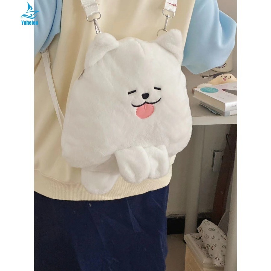 Mochila De Pelúcia Samoyed Dog Plush Crossbody Cute and Loyal Shoulder ...
