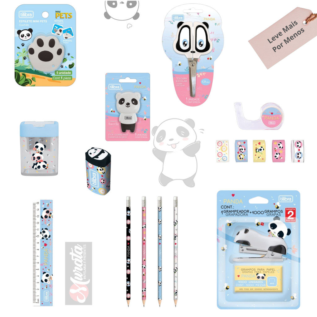 Kit Panda Tilibra 12 Itens | Shopee Brasil