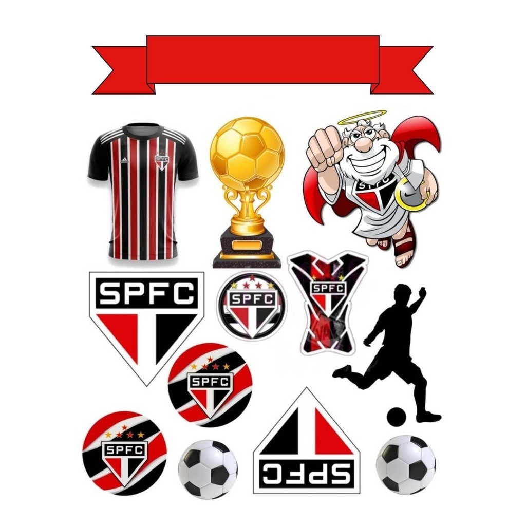 Topo Bolo Topper Time São Paulo Personalizado Anivesário T1 | Shopee Brasil