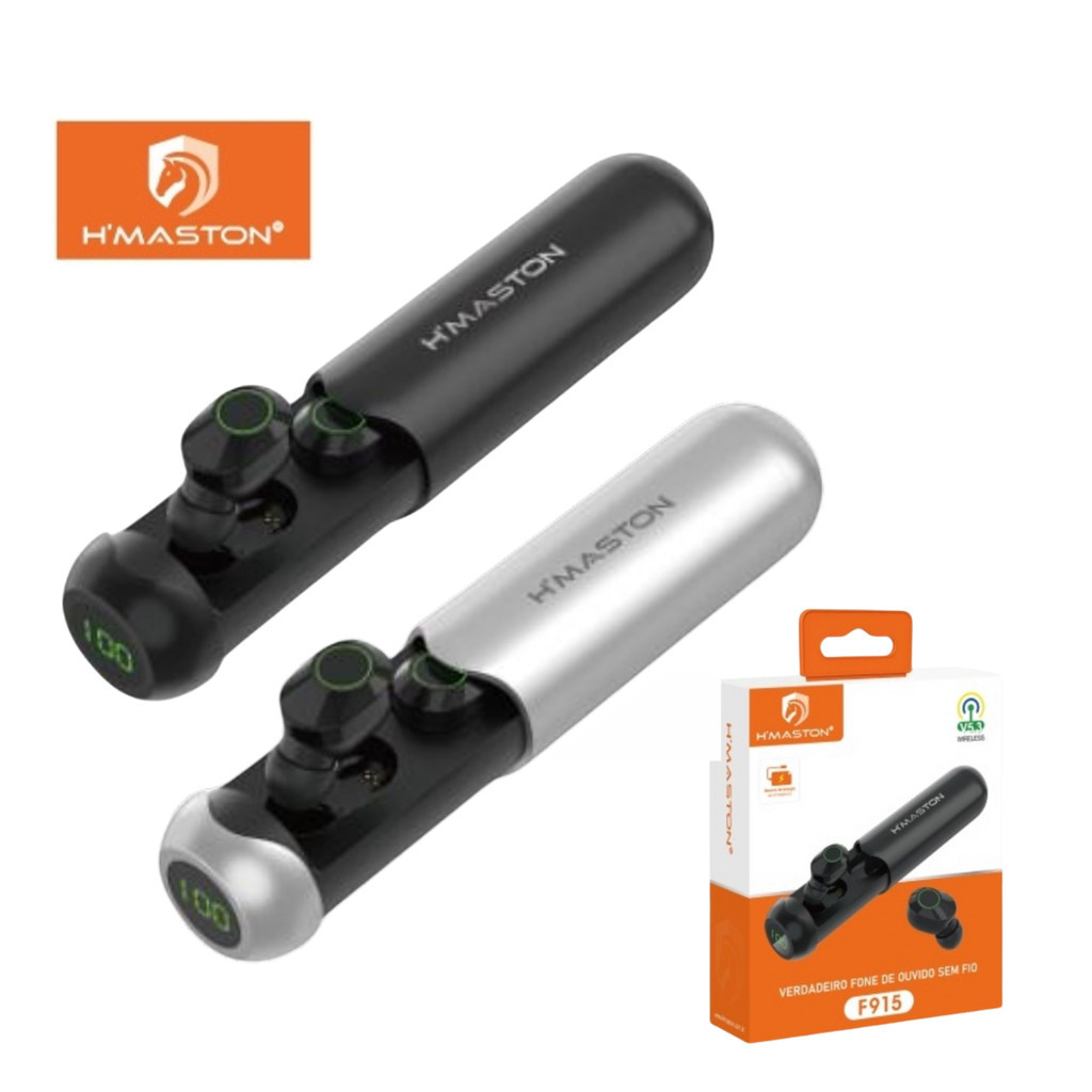 FONE DE OUVIDO SEM FIO BLUETOOTH 5.3 ORIGINAL H'MASTON F915 COM VISOR ...