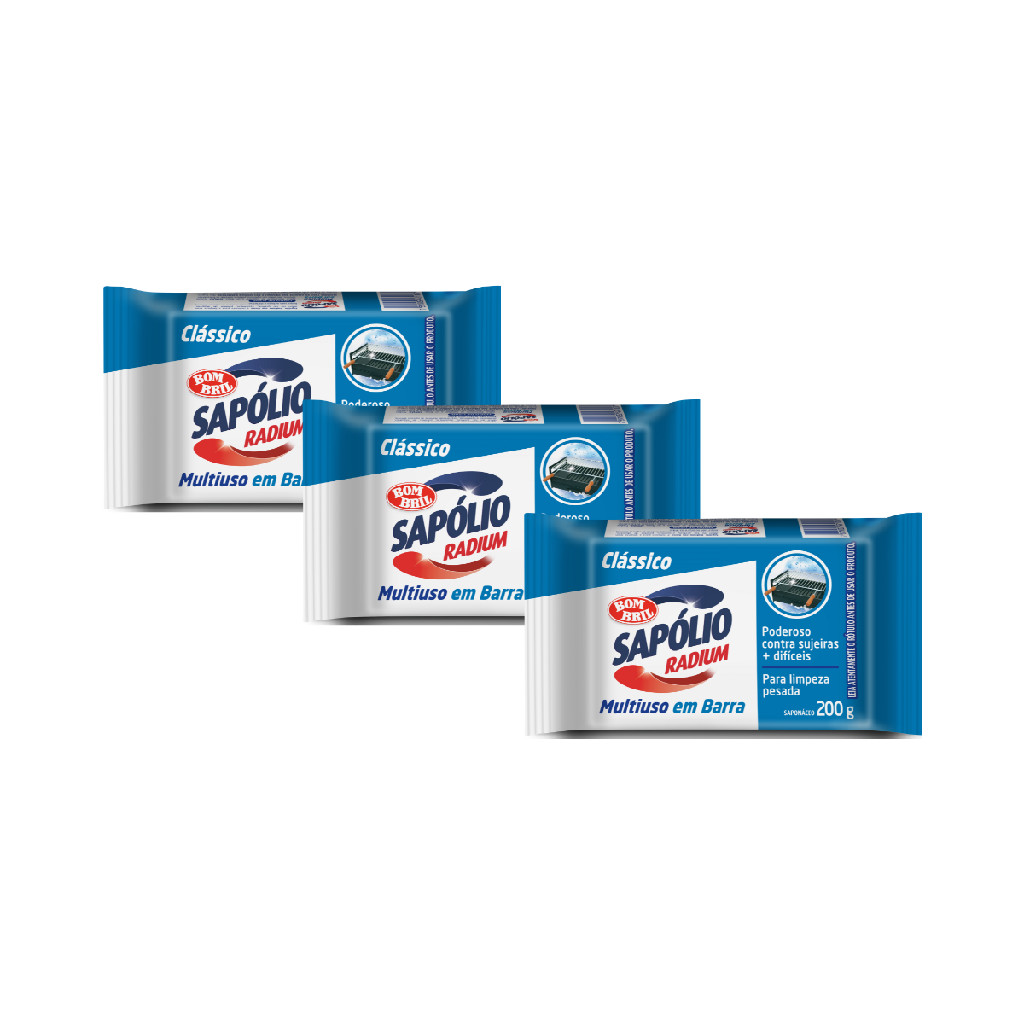 Kit 3 Barra Limpador Multiuso Sapolio Radium Classico 200G | Shopee Brasil