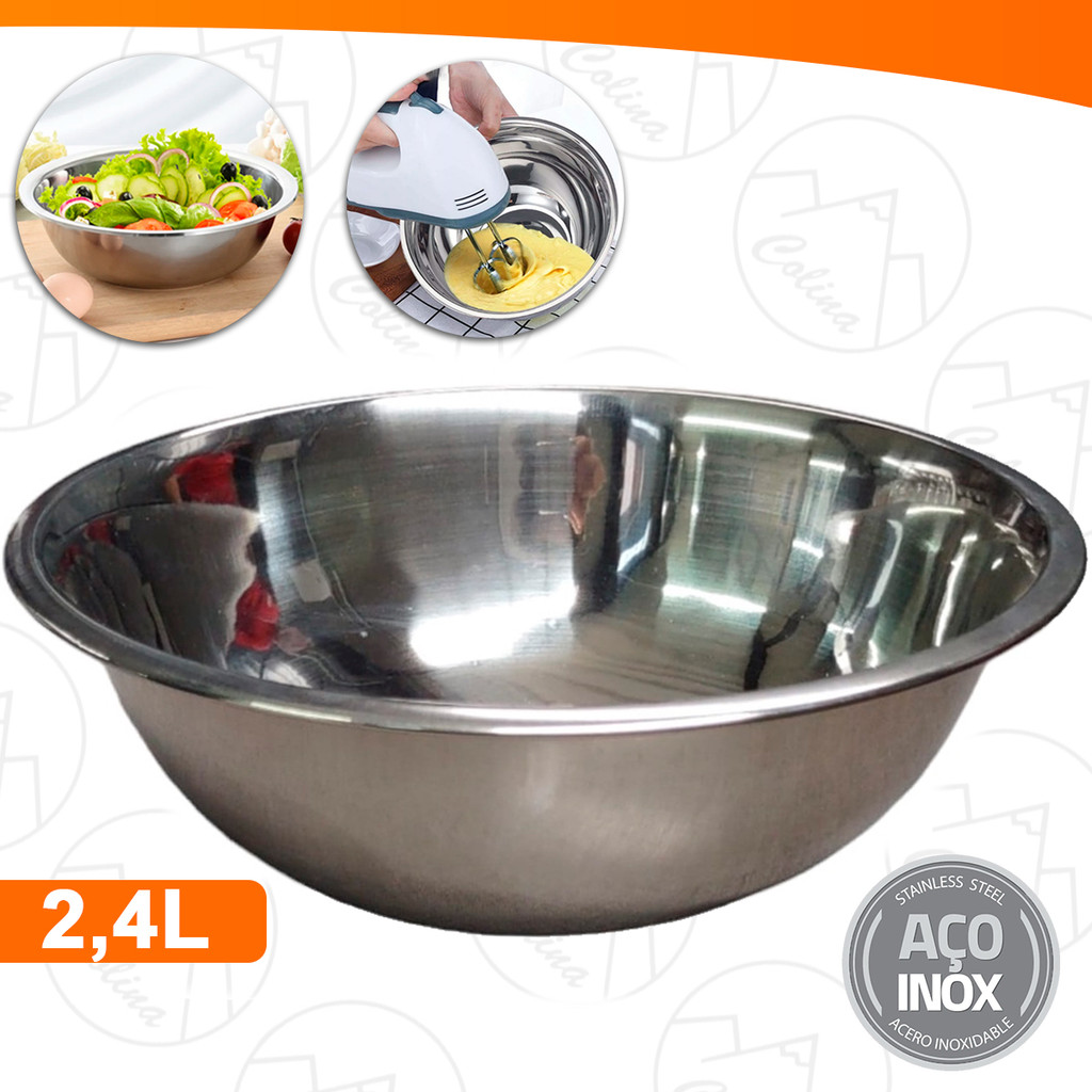Tigela De Aço Inox Saladeira Bowl Profissional De Cozinha Restaurante 2 ...