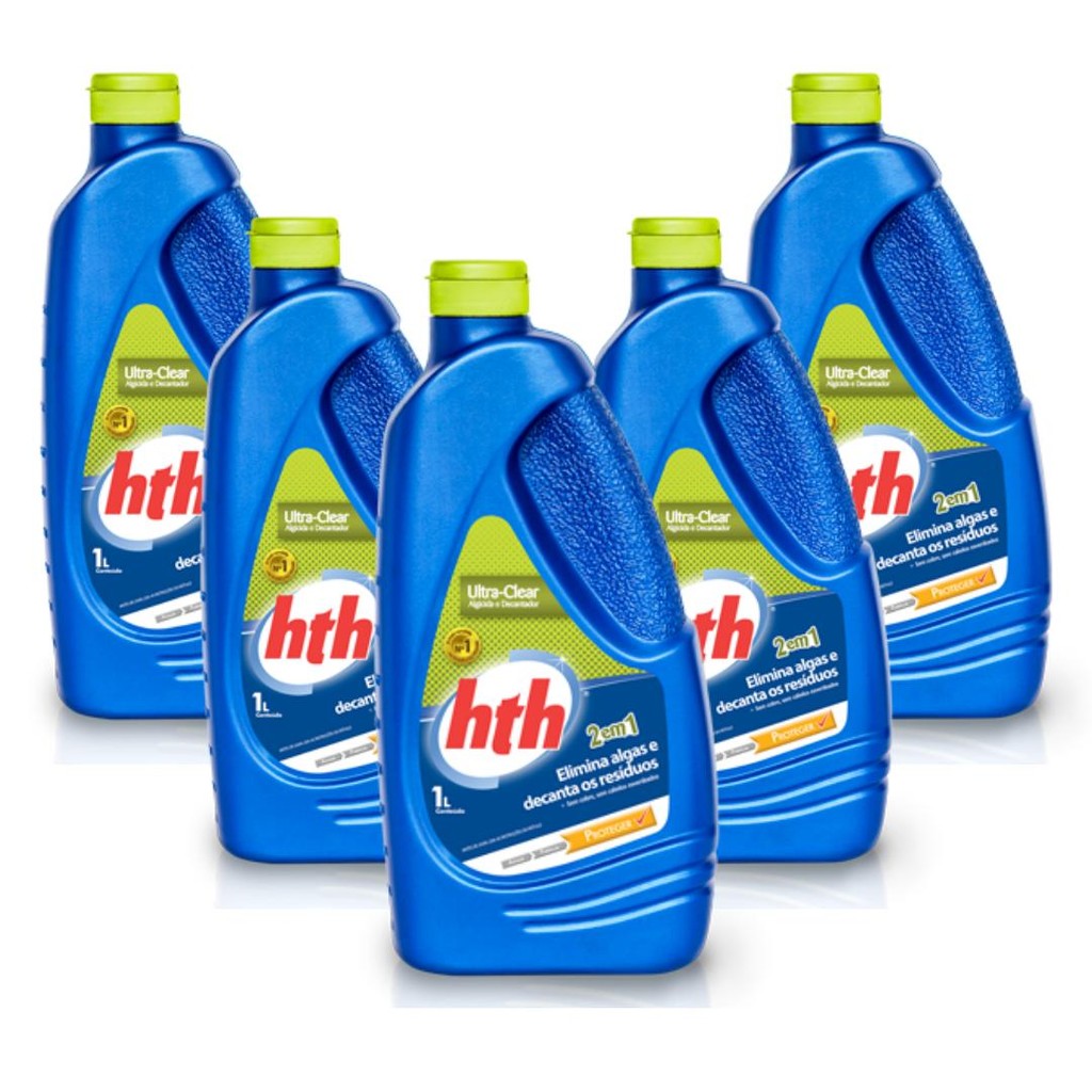 Kit 5 Litros Solução Algicida e Decantador HTH Ultra Clear | Shopee Brasil