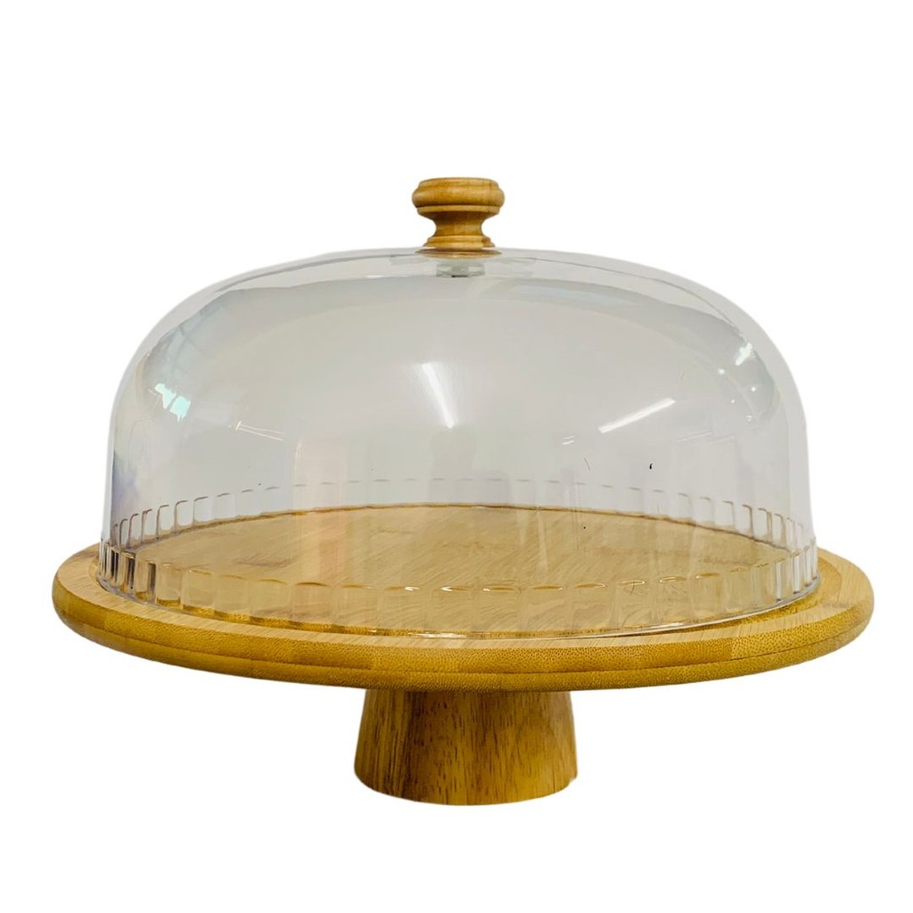 Boleira em Bambu Cúpula em Acrílico Com Pé 28cm - Vencedor | Shopee Brasil
