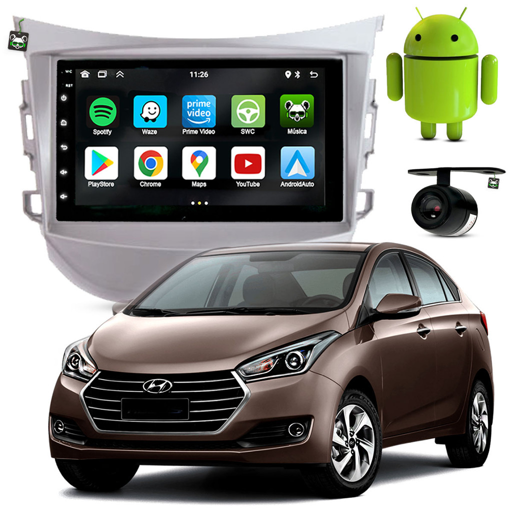 Kit Central Multimidia Android 7 Pol Hb20 2012 2013 2014 2015 2016 2017 2018 2019 Moldura Prata ...