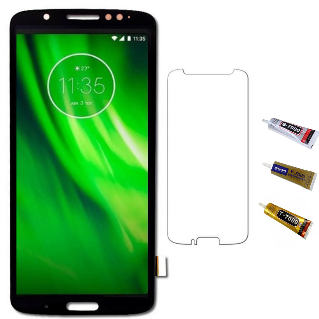 Tela Display Lcd Touch Para Moto G6 Plus + Película + Cola 110ml ...