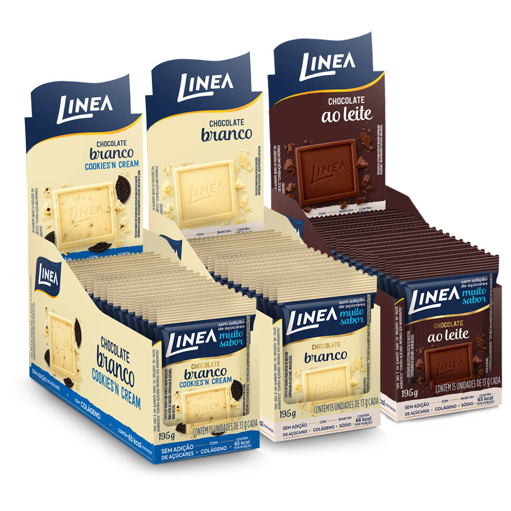 Kit 3 Displays de Mini Chocolate Linea Sabor Ao Leite, Cookies’n Cream ...
