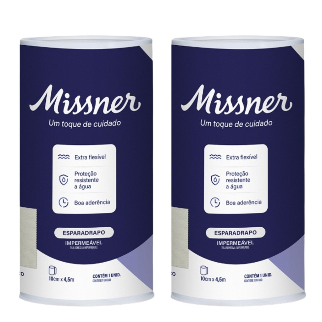Kit 2 Esparadrapo Impermeável Branco 10cm X 4,5m - Missner | Shopee Brasil