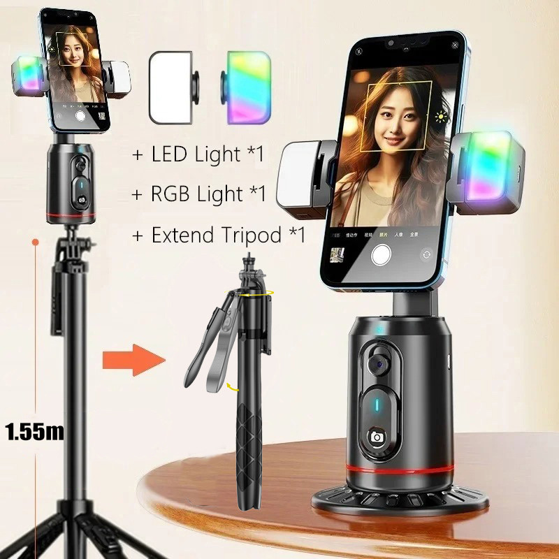 Q02 Face Tracking Selfie Stick AI Suporte Para Telefone De Acompanhamento 360 ° Tripé Giratório ...