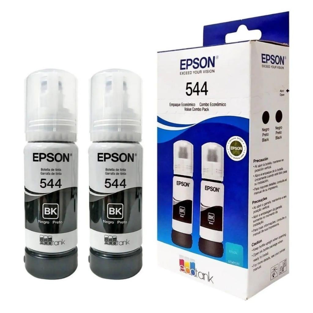 PACK 2 TINTAS ORIGINAL EPSON T544 L3110 L3210 L3250 PRETO top super oferta | Shopee Brasil