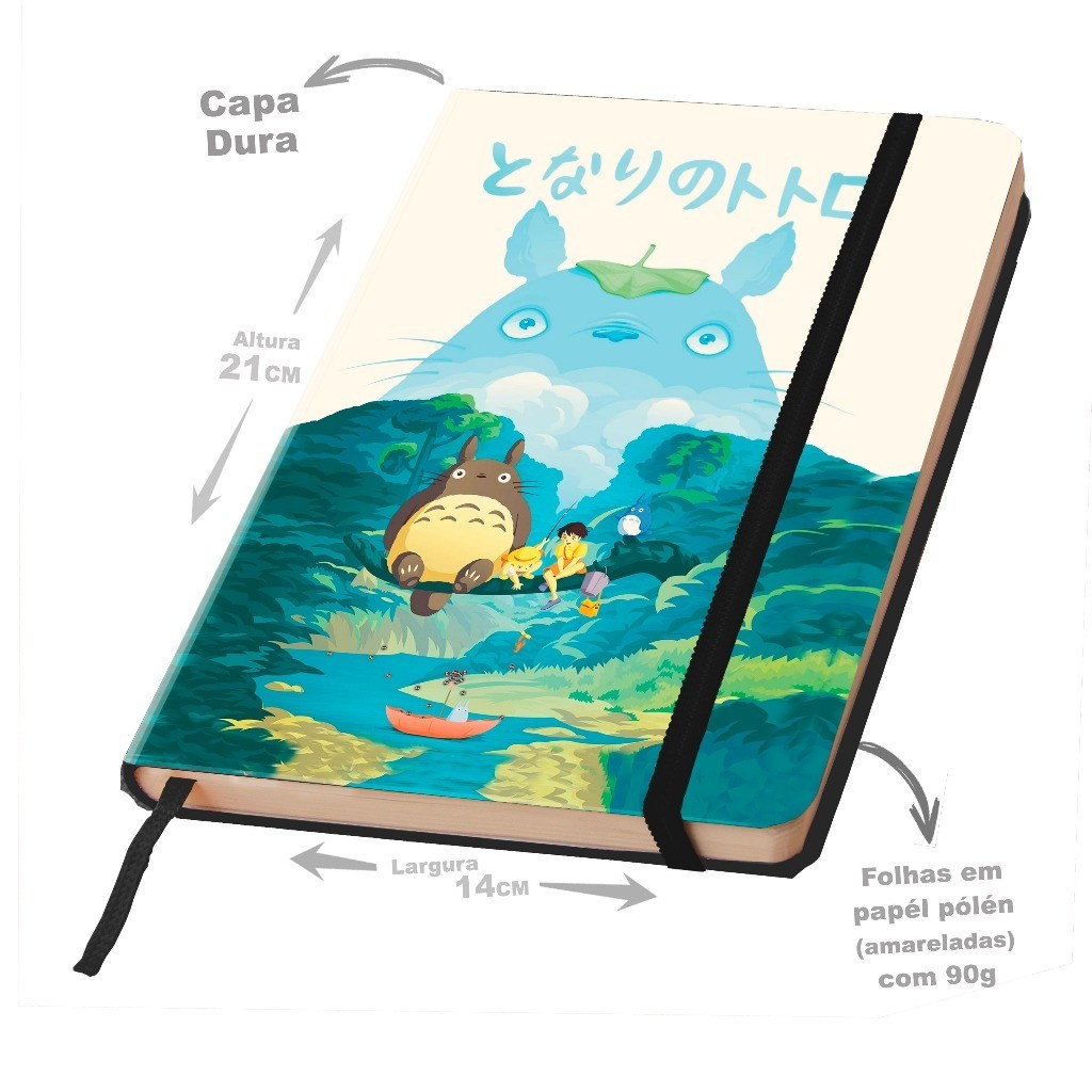 Caderno Sketchbook ou de anotação Capa dura GRANDE 21X14cm tema Totoro ...