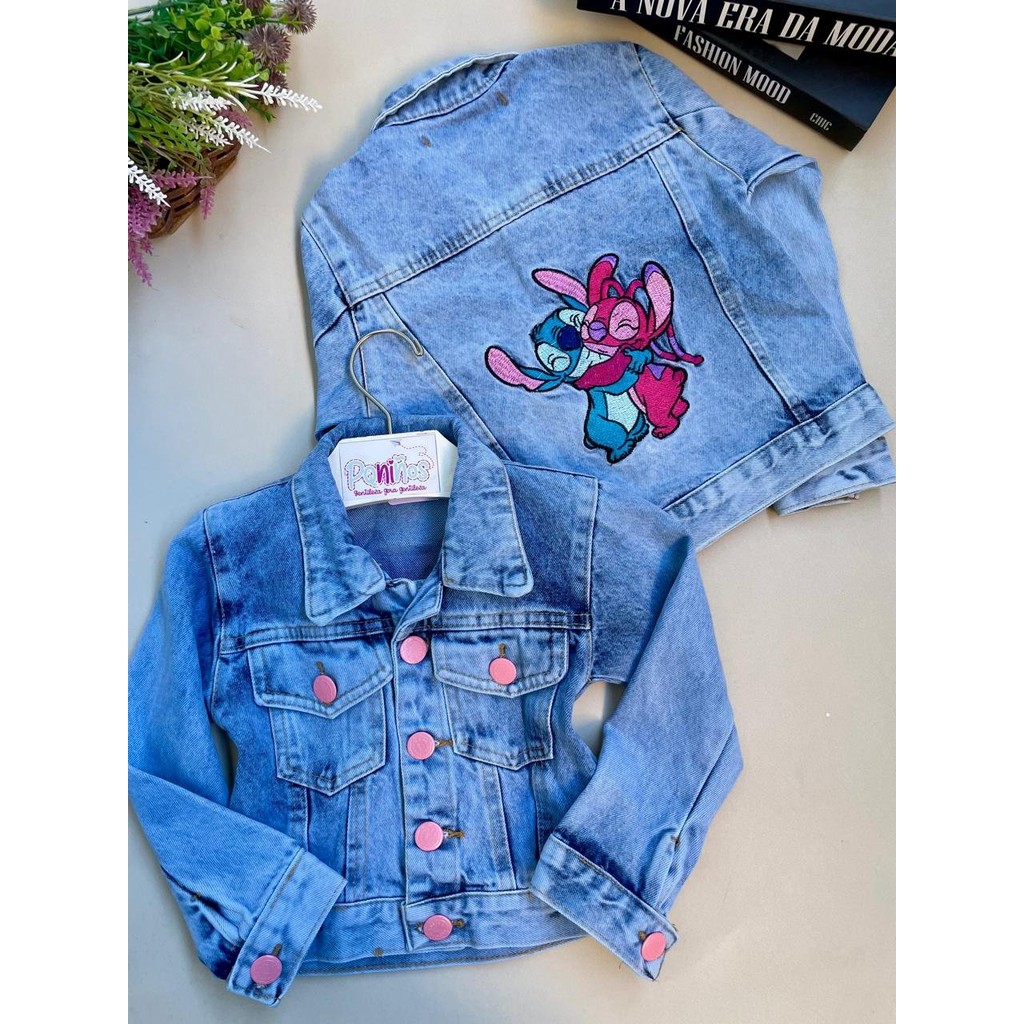 Jaqueta Jeans Menina Infantil Stitch e Angel | Shopee Brasil