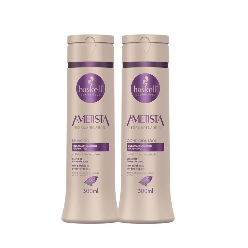 Kit Shampoo e Condicionador Desamareladora Ametista Haskell 300ml | Shopee Brasil