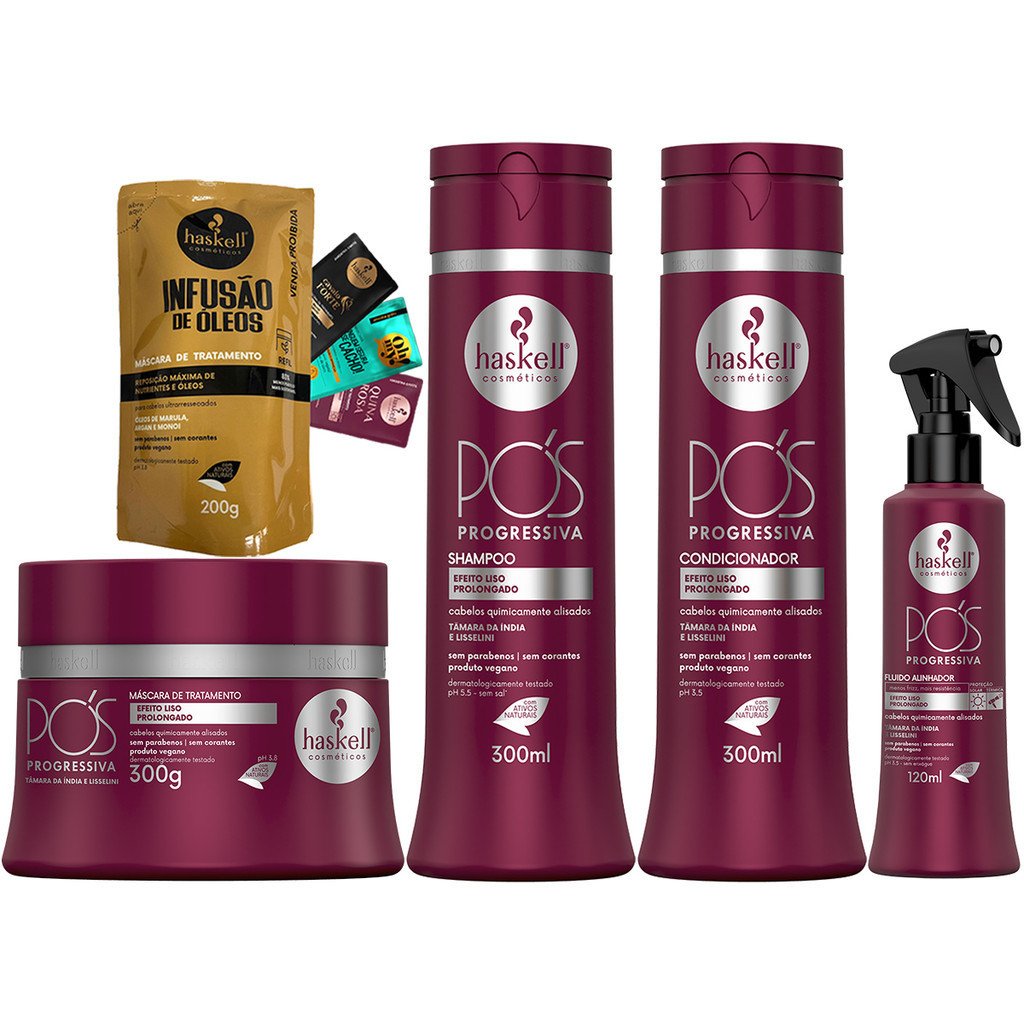 Kit Sh Cond Máscara 300 + Fluido Haskell Pós Progressiva | Shopee Brasil