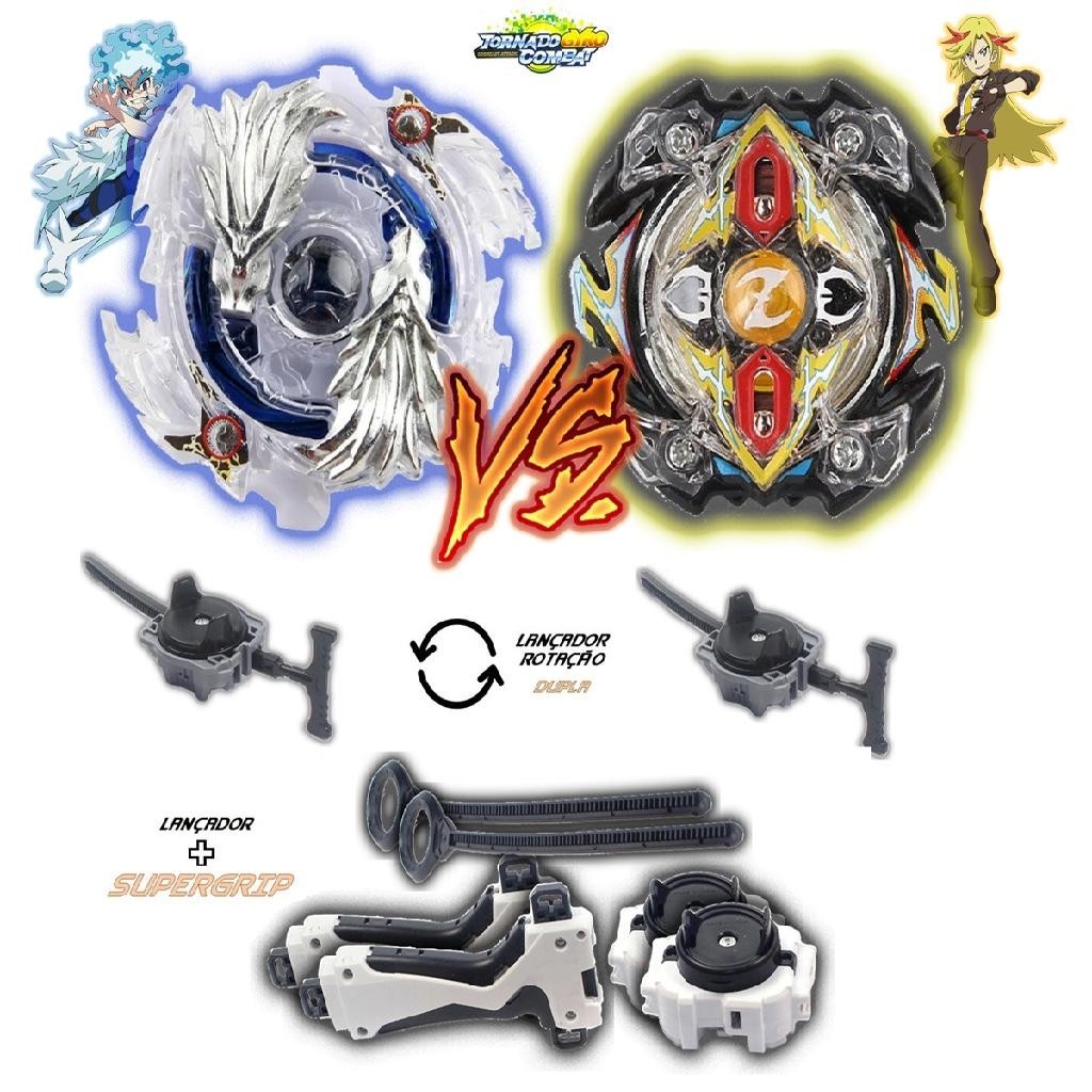 Kit 2 Beyblade Burst + 4 Lançadores Luinor Vs Zlion Zeutron | Shopee Brasil