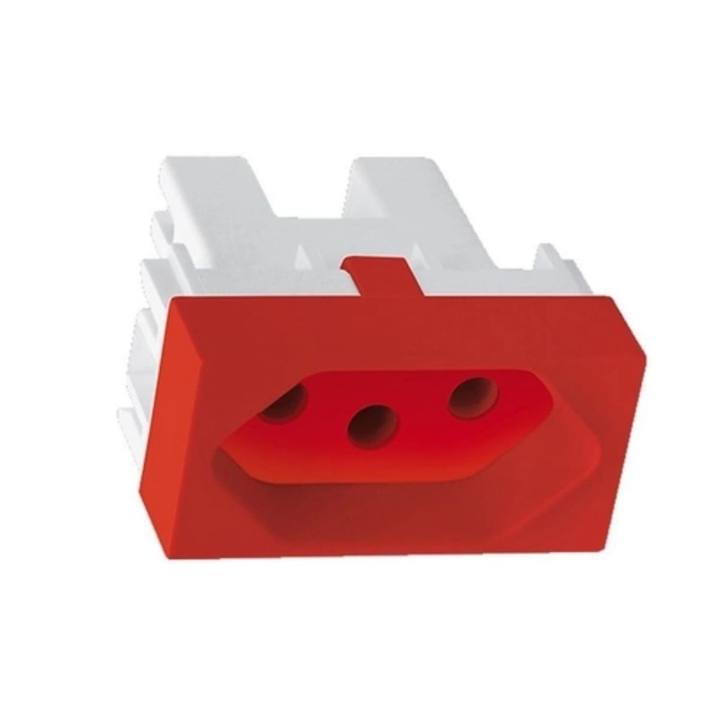 Modulo tomada 10a 3 pinos vermelho fame habitat | Shopee Brasil