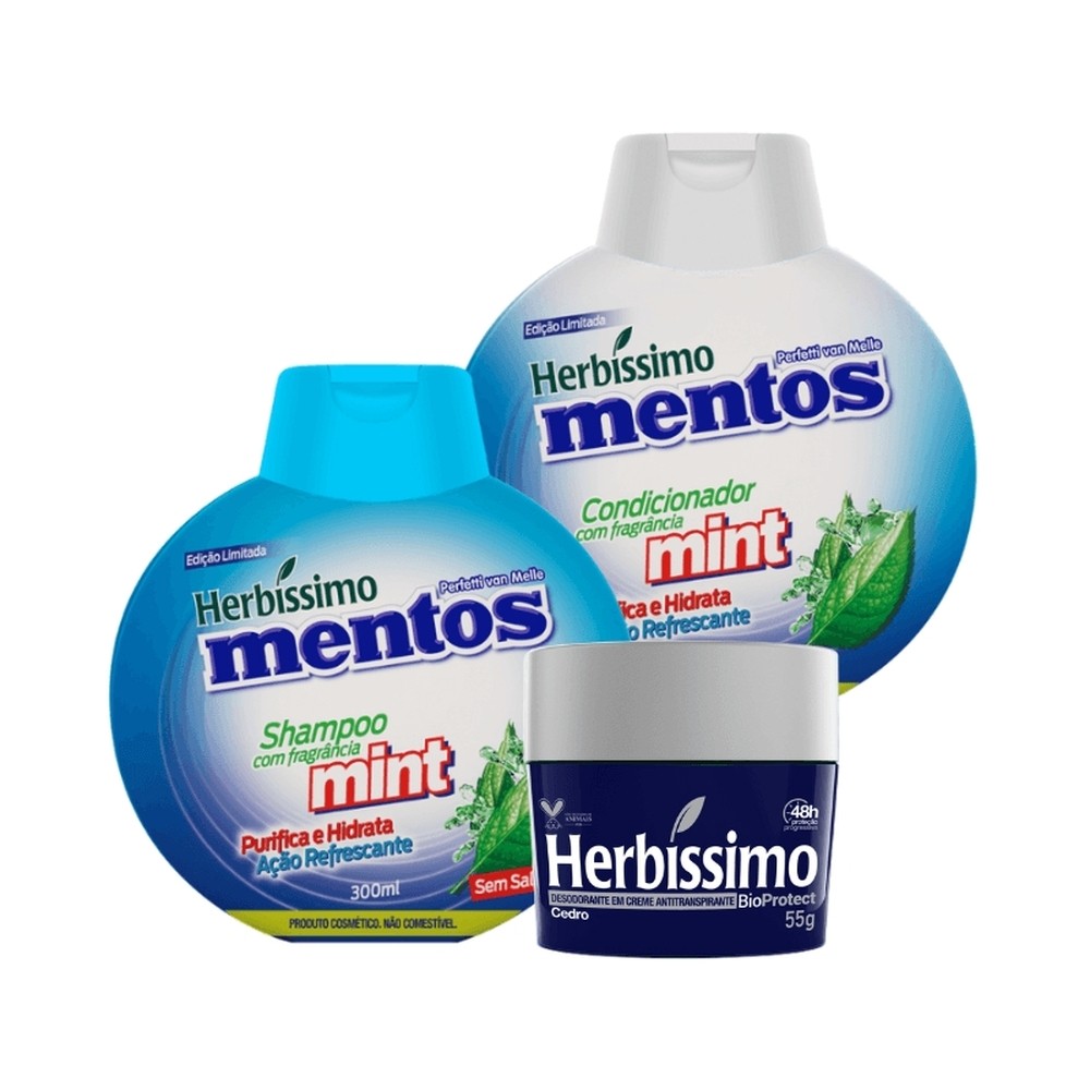 Kit 3 itens - Herbíssimo Mentos Shampoo, Condicionador Mint e ...