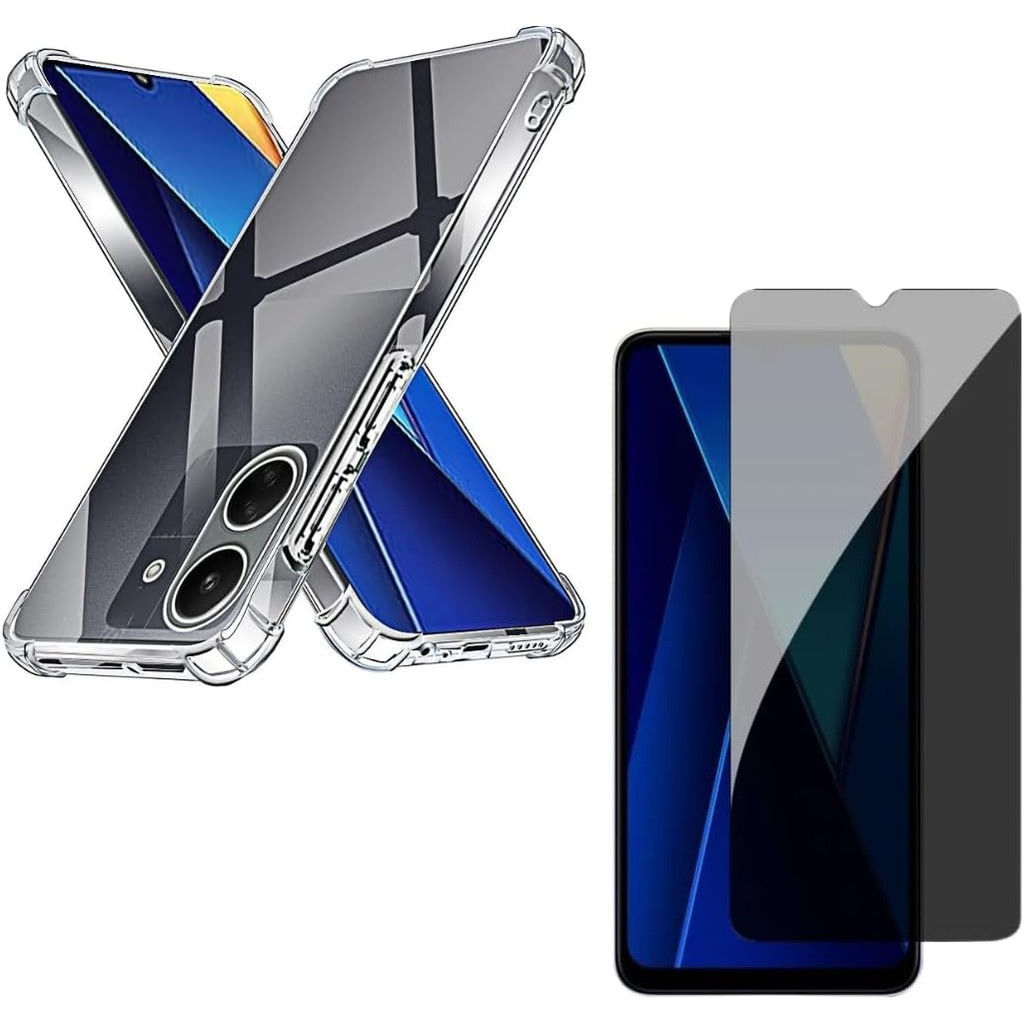 Capa Capinha Anti Impacto + Película Privacidade 3D Para Poco C65 Tela De 6,74 Polegadas ...
