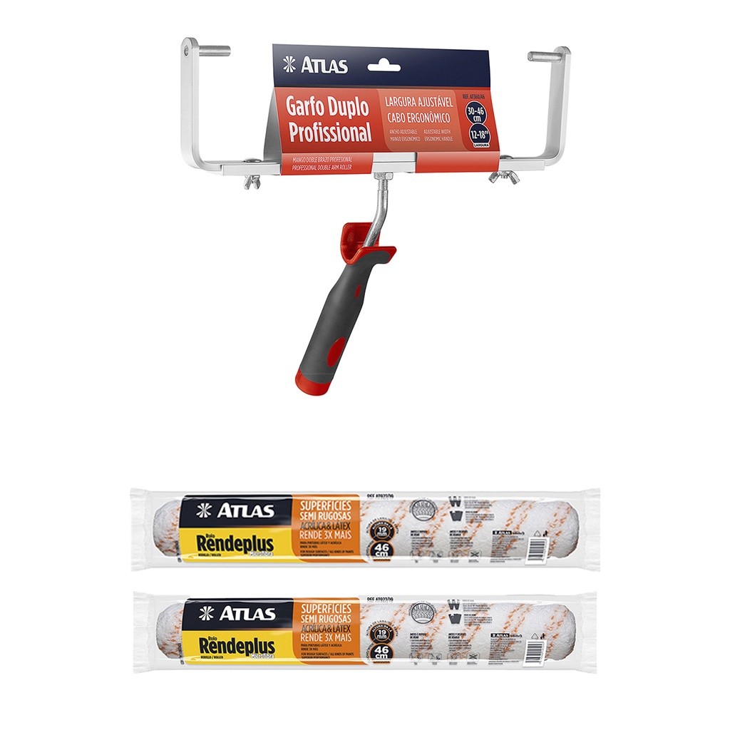 Kit 2 Big Rolo Rende plus 46cm + Garfo Duplo Profissional Suporte Atlas ...
