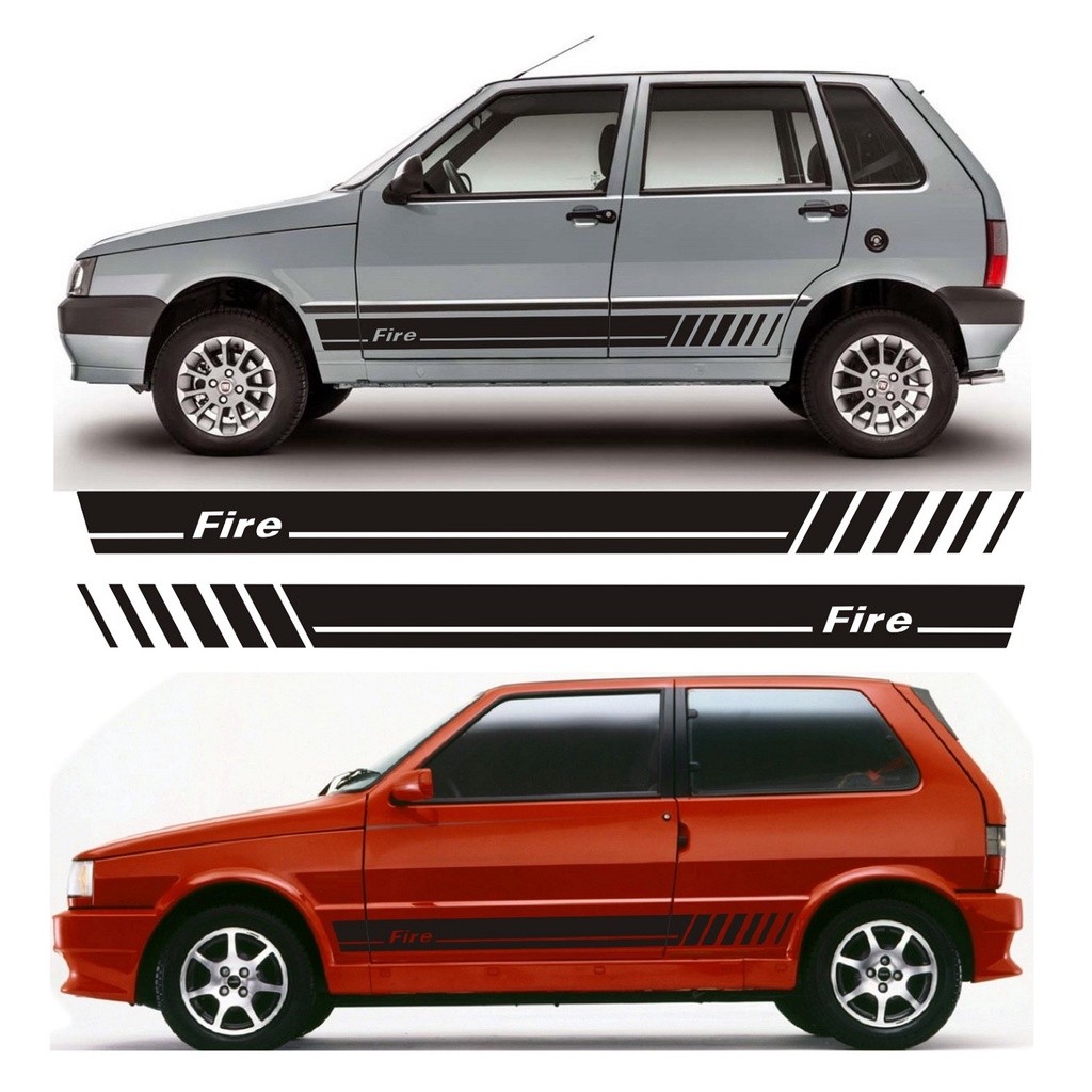 Adesivo Lateral Para Fiat Uno Fire modelo 6 e 2 E 4 Portas Faixa ...