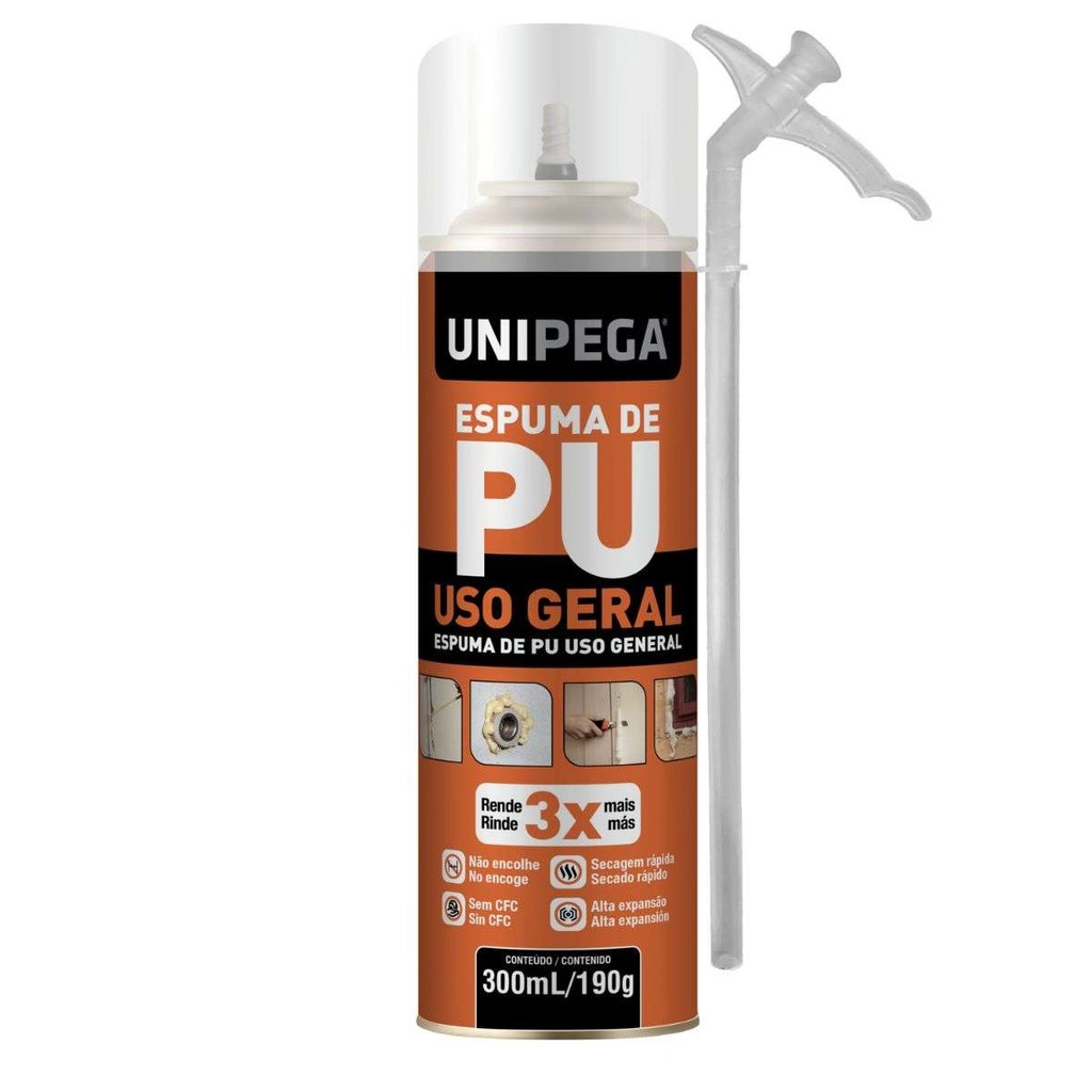 ESPUMA EXPANSIVA PU USO GERAL 190G 300ML - UNIPEGA | Shopee Brasil