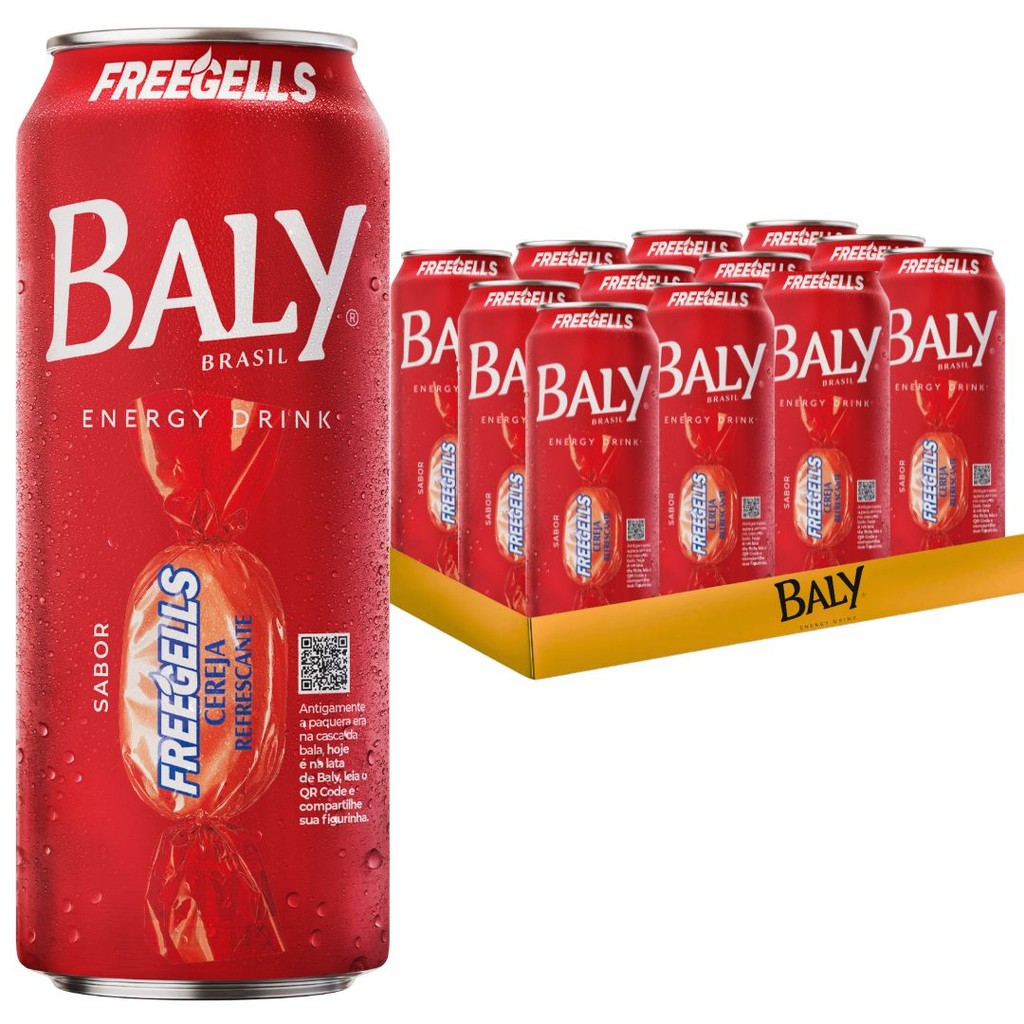 Fardo 12un Energético Baly Freegells Energy Drink 473ml Sabor Bala ...