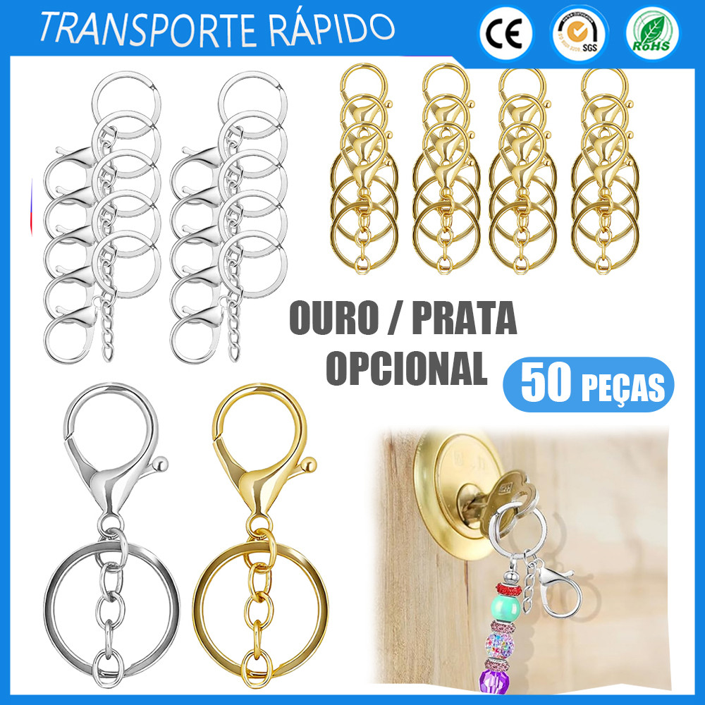 50 pcs Gancho para chaveiro de metal Porta-chaves Adequado para ...