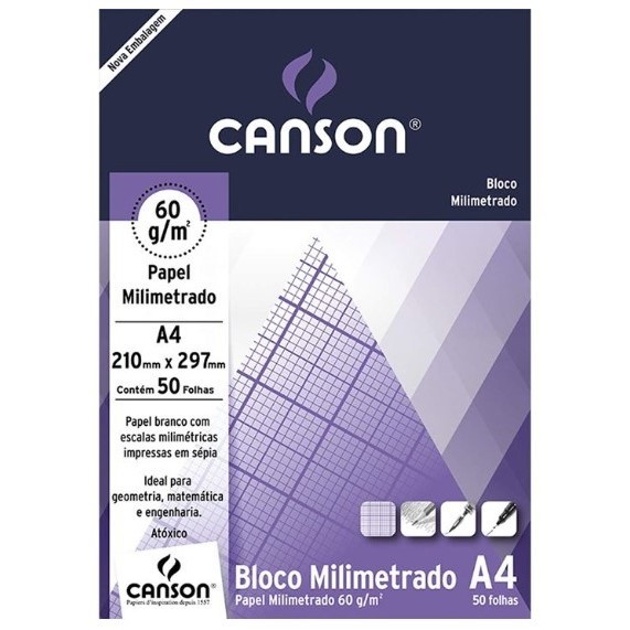 PAPEL MILIMETRADO A4 COM 50 FOLHAS 60G - CANSON | Shopee Brasil