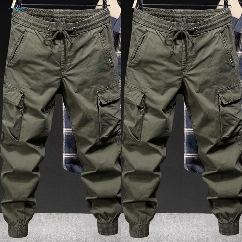 Breathable Polyester Pants Plus Size Men's Cargo Drawstring Elastic ...