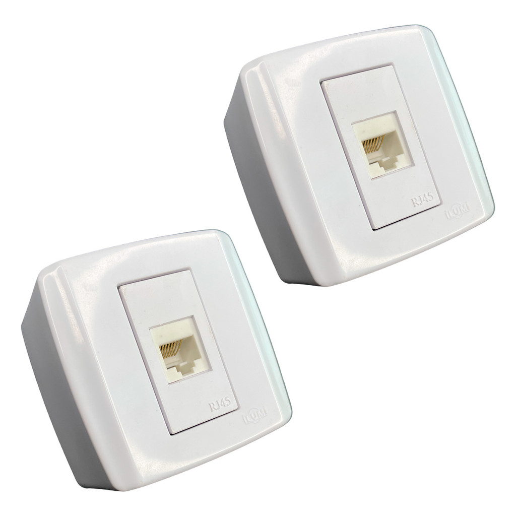 Kit 2 Tomada de rede keystone RJ45 Slim Ilumi Sistema de fixação em X ...