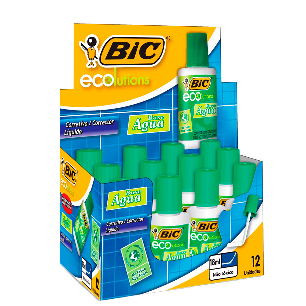 Corretivo Liquido Branco Escolar Bic 18ml com 12un Base Agua | Shopee ...