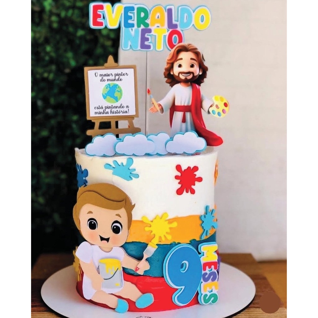 Topo de Bolo Jesus Maior Pintor do Mundo - Topper | Shopee Brasil