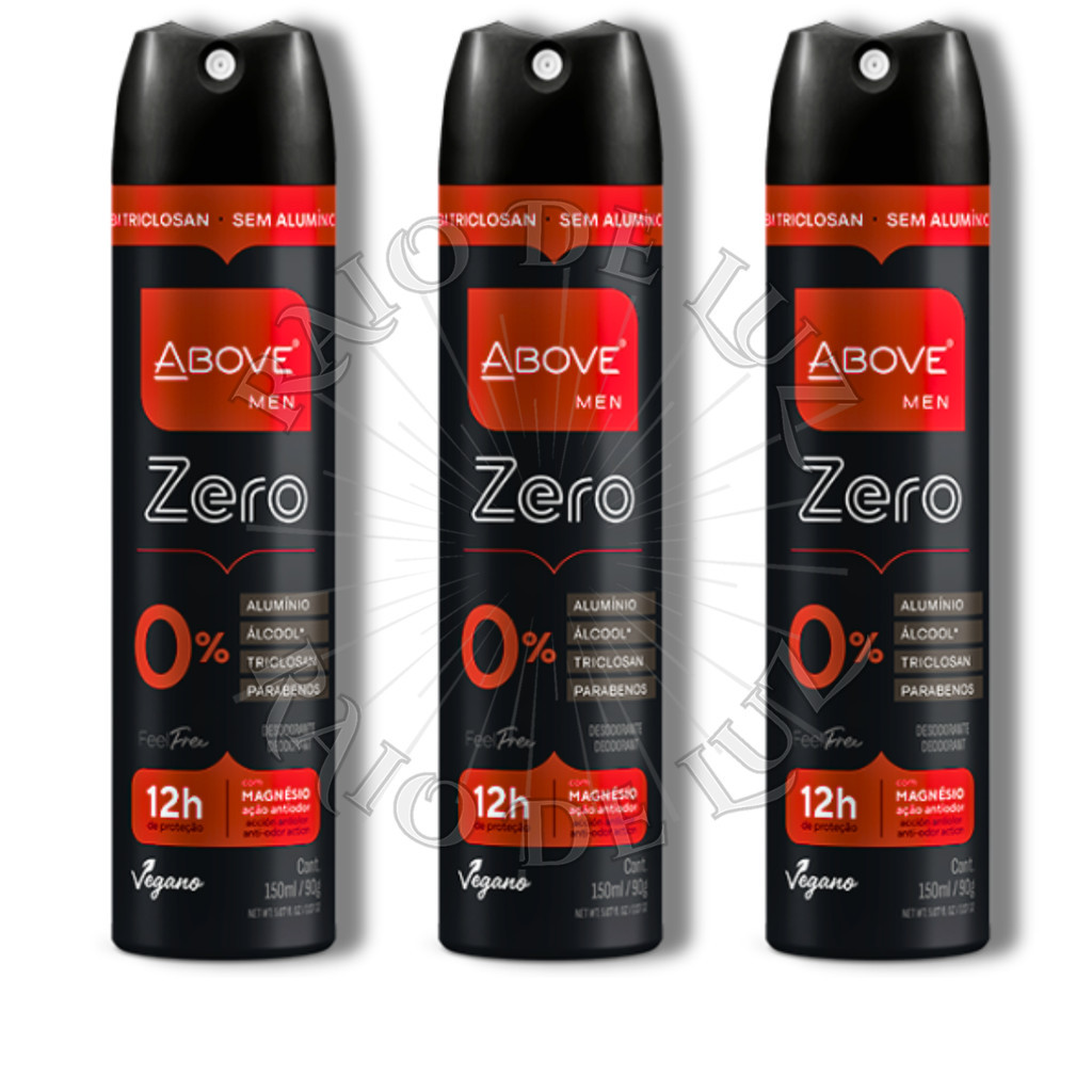 Kit 3 Desodorante Above Men Zero Antitranspirante Aerosol 150ml ...