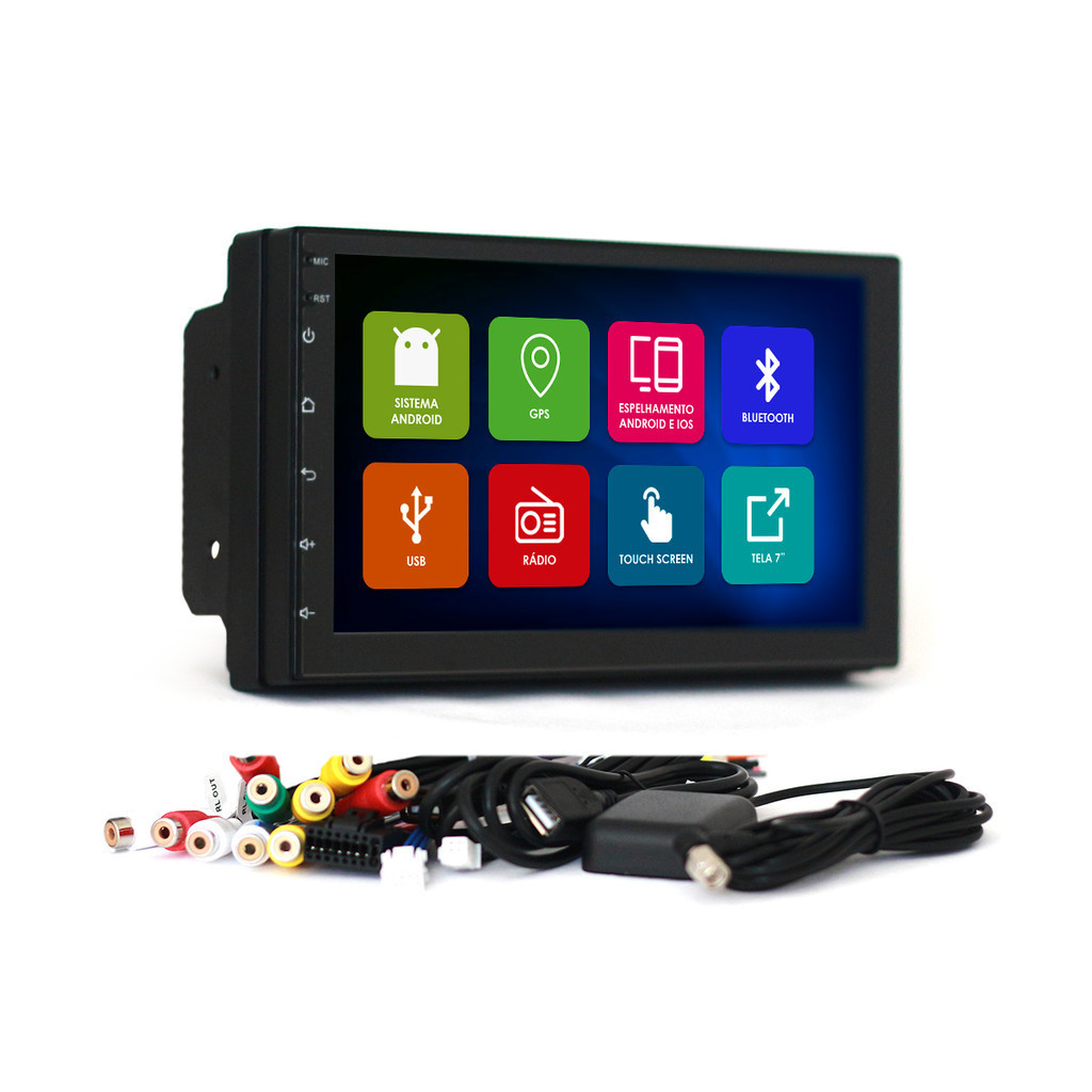 Central Multimidia 2 Din 7 Pol E-Tech Premium + Sistema Android 4Gb Ram 64Gb Octa-Core Gps Wifi ...