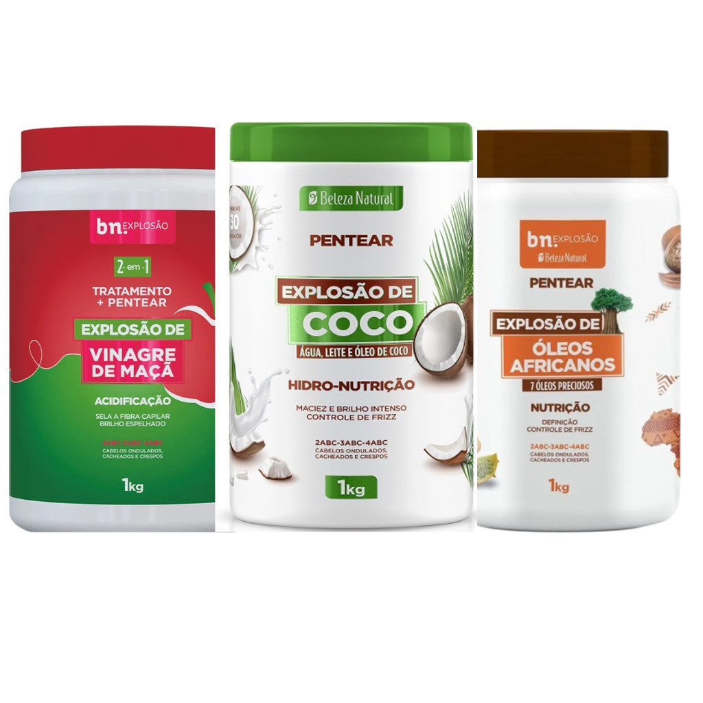 BELEZA NATURAL CREME PARA PENTEAR BN.EXPLOSÃO 1KG | Shopee Brasil