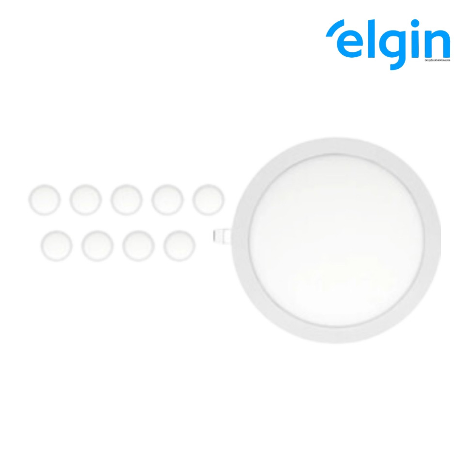 Kit Com 10 Plafon Led Luminária 18W Embutir Redondo 6500K Branco Frio Elgin | Shopee Brasil